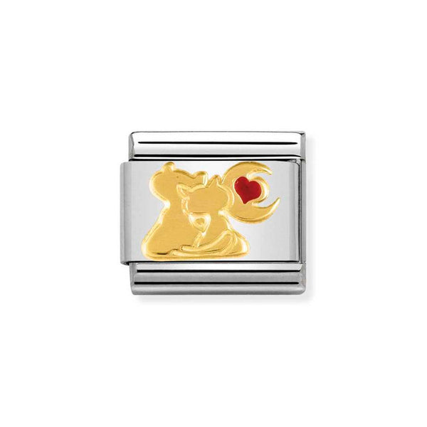 Nomination Classic Link Cats with Heart and Moon Charm in Gold ...