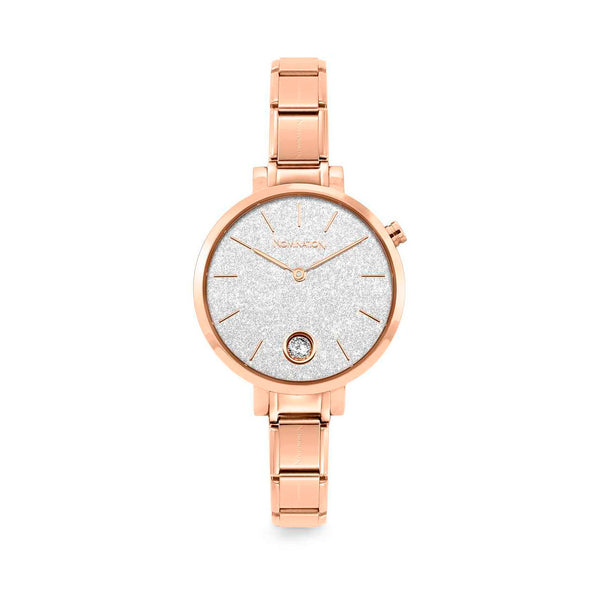 Nomination Paris Watch Silver Glitter with CZ in Rose Gold Steel ...