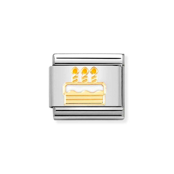 Nomination Classic Link Birthday Cake Charm in Gold – Striacroft Jewellers